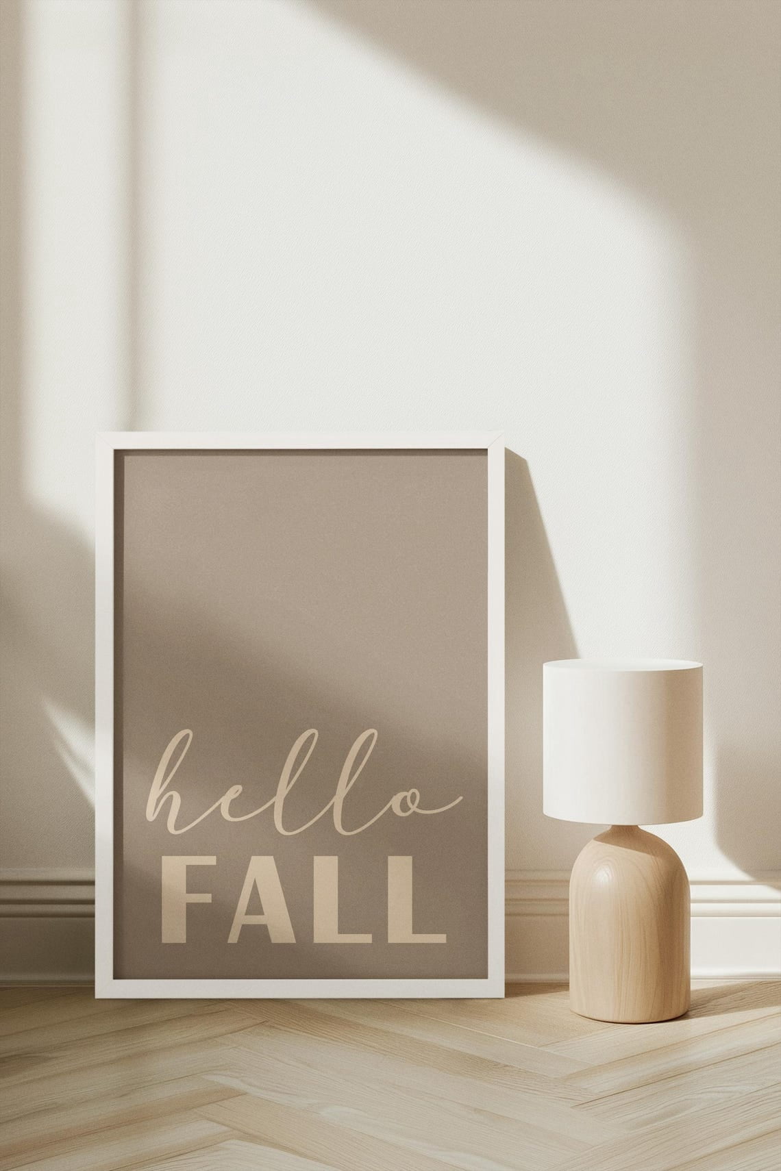 Brown Hello Fall Wall Art Or Neutral Autumn Poster For Cozy Decor ...