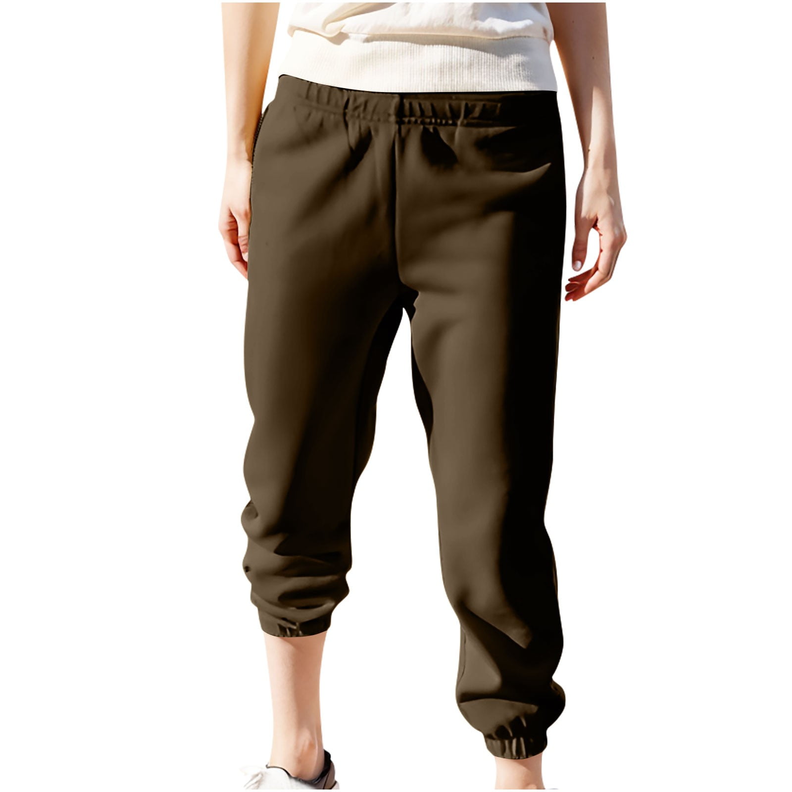 Brown High Cut Flare Bell Bottom Basic Long Bootcut Cuff Leg Workout ...