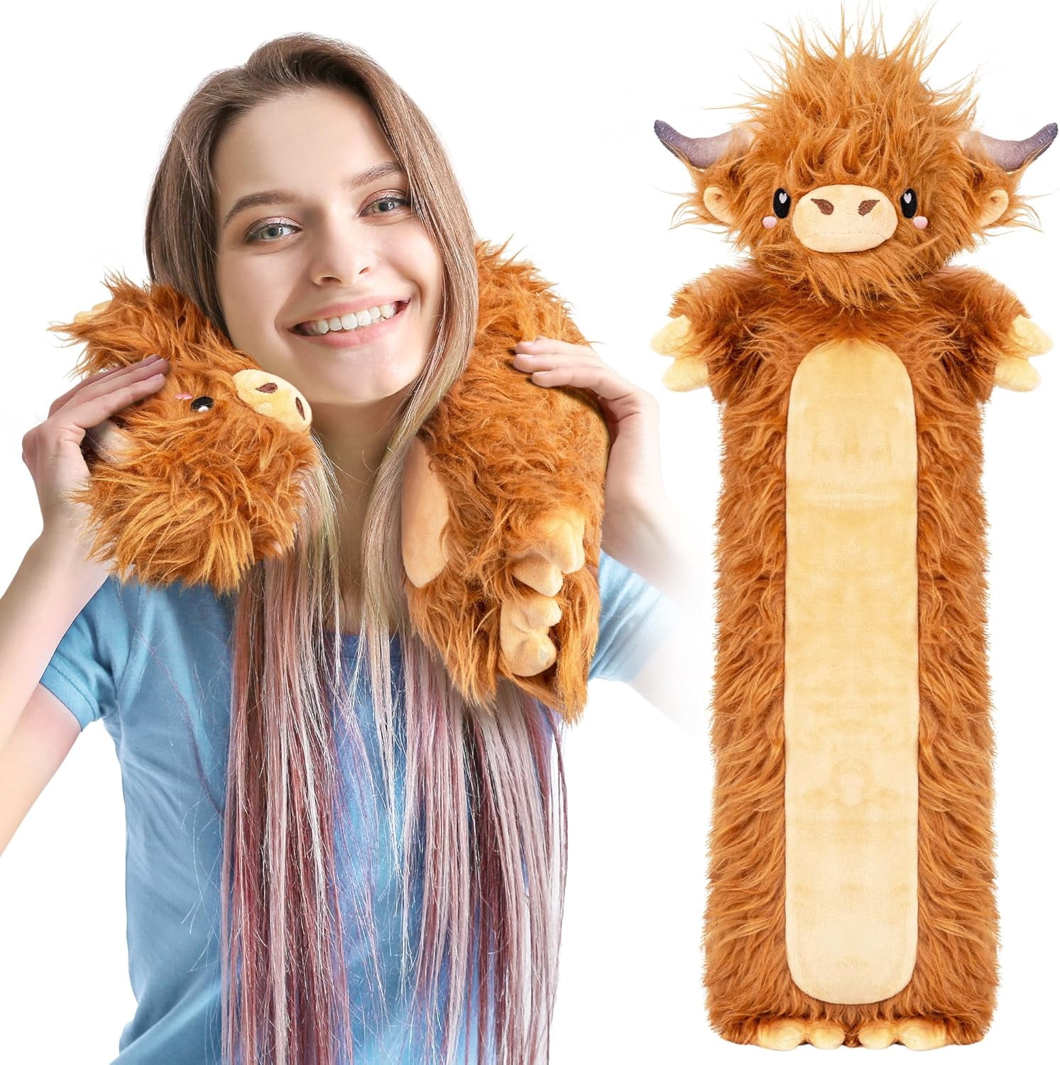 Brown Highland Cow Microwavable & Weighted Stuffed Animals - Unscented ...
