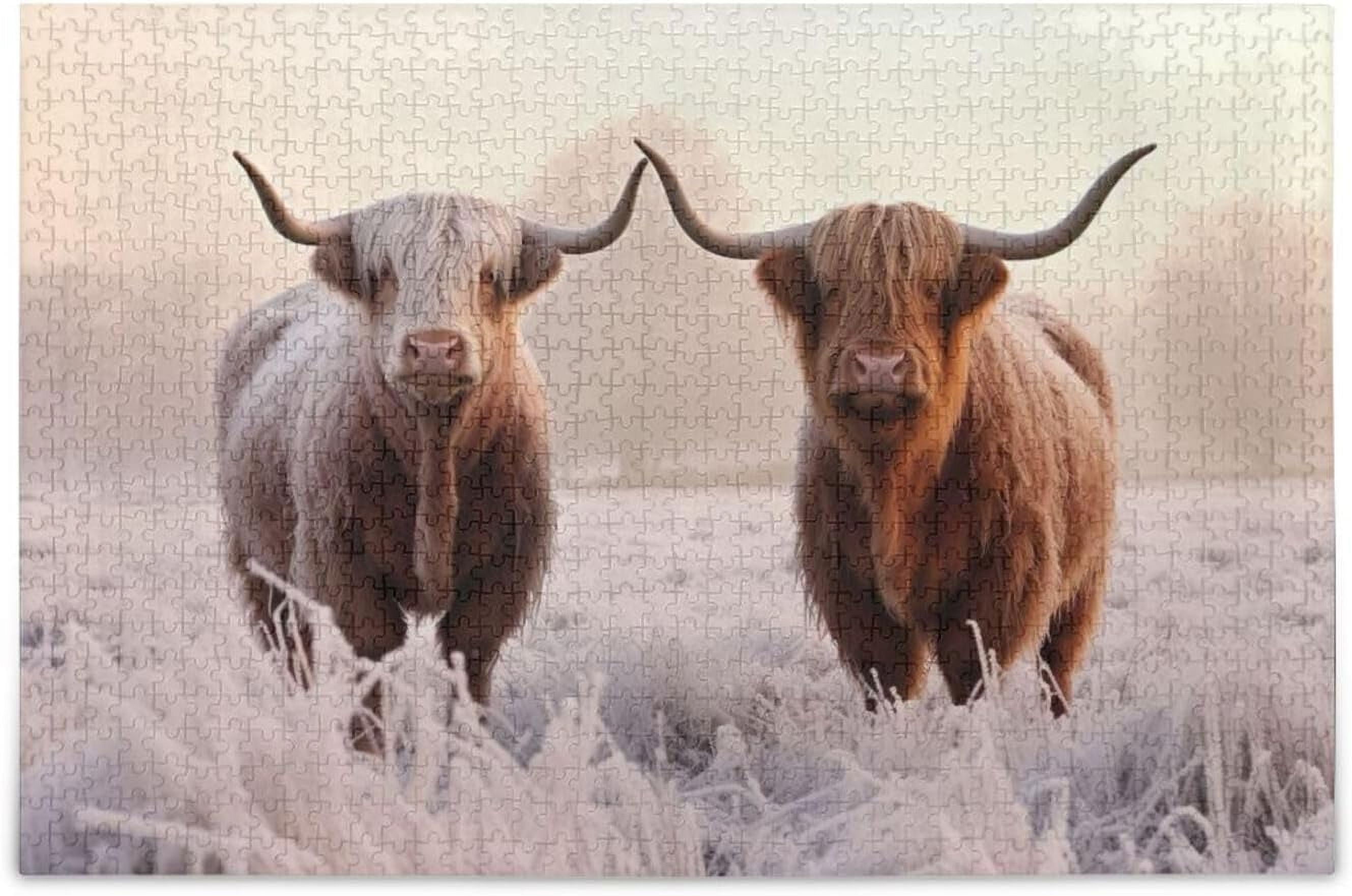 Brown Highland Cows Jigsaw Puzzles for Adults 1000 Pieces, Die-Cut ...