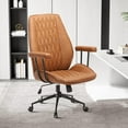 Brown Leather Office Chair, Mid Back, Removable Armrest, Max 400lbs ...