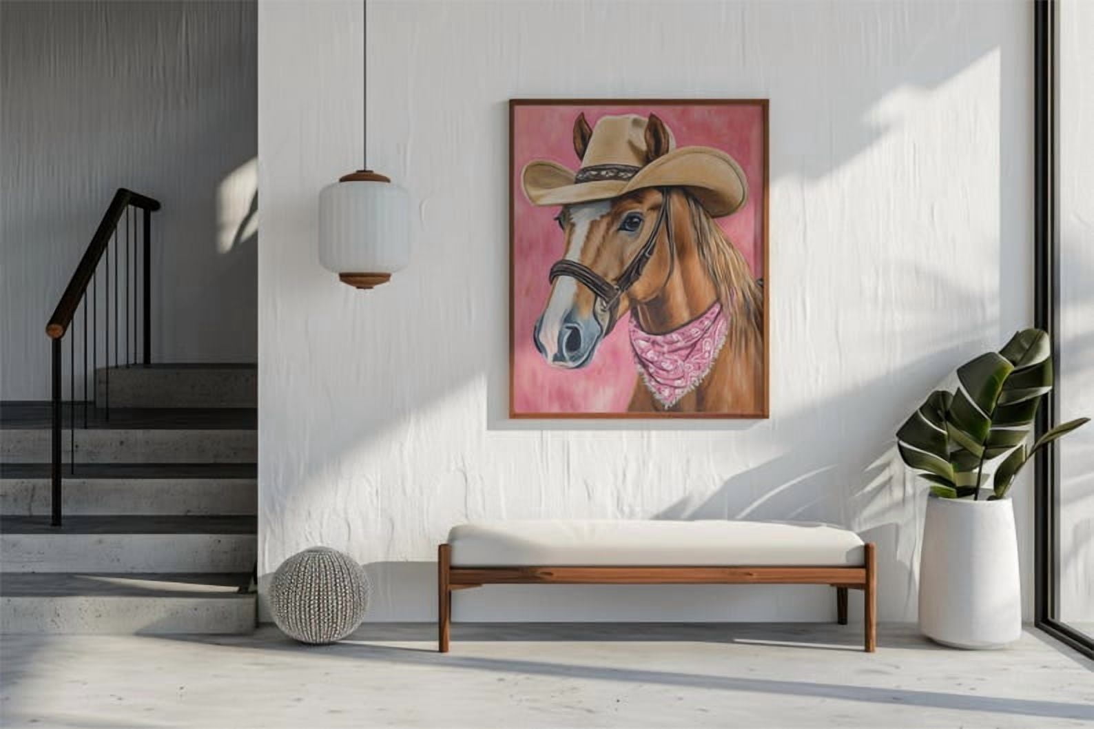 Brown Horse Cowgirl Print Pink Horse Girls Decor Western Print Wall Art ...