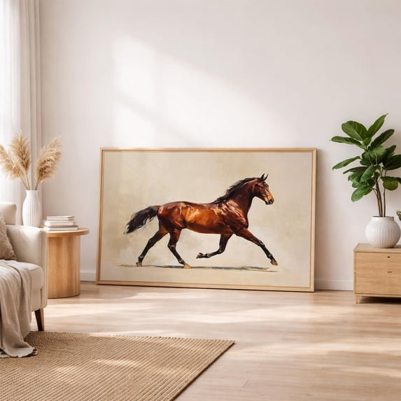 Brown Horse Elegant Running Stallion Equestrian Decor Western Ranch ...