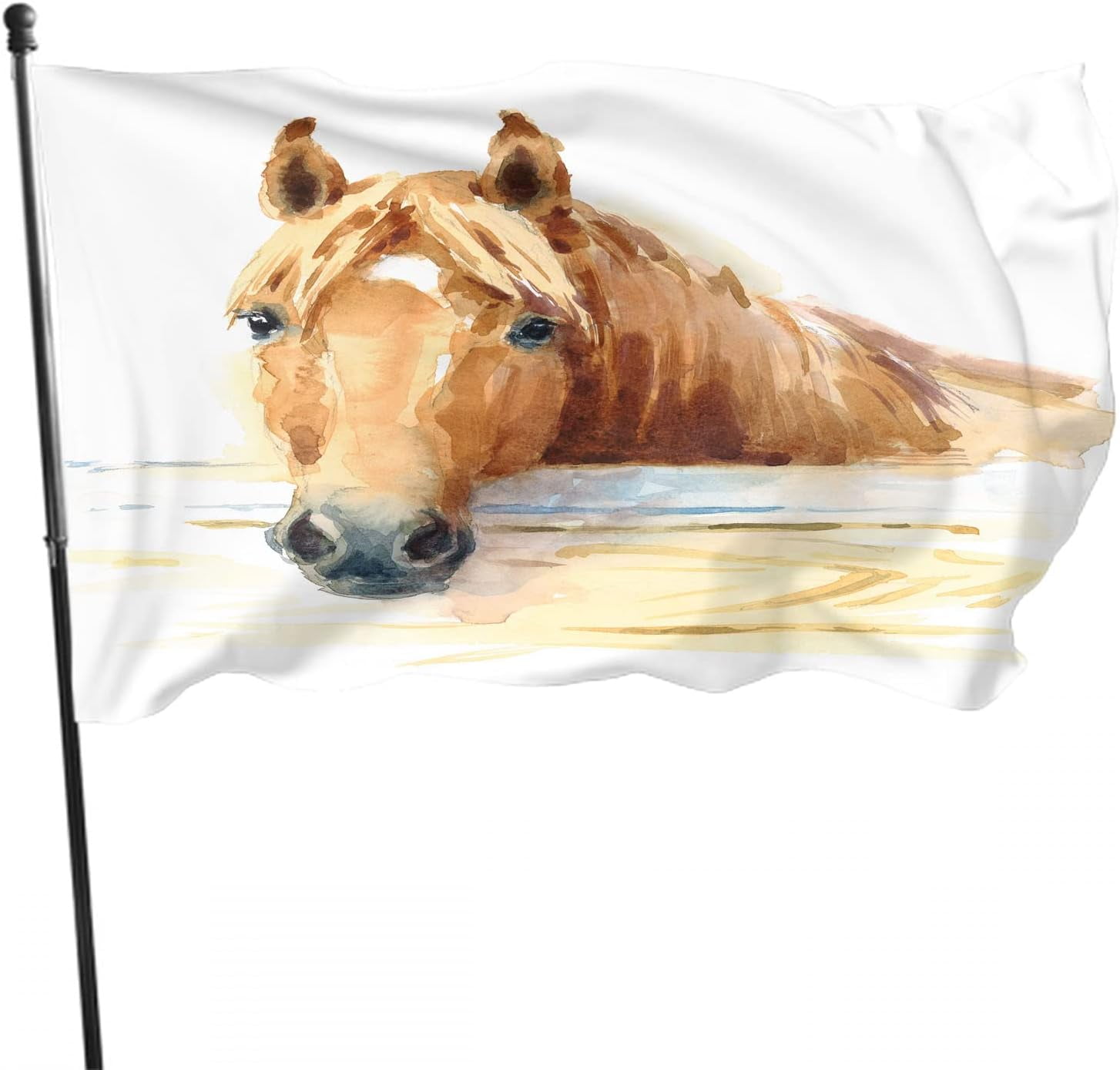 Brown Horse Flag Double Sided Seasonal Banners Watercolor Horse in The ...