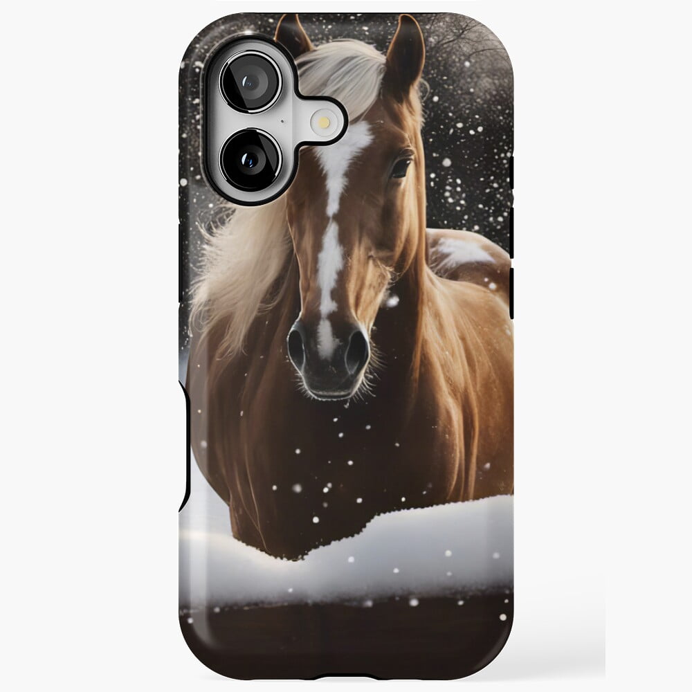 Brown Horse Flaxen Mane in Snow Phone Case 17 16 15 14 13 12 11 Pro Max ...