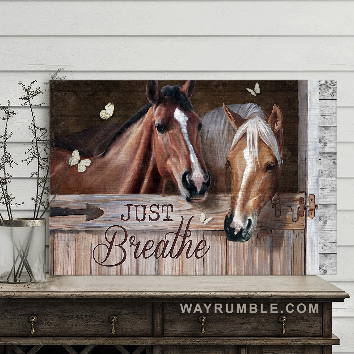 Brown Horse Horse Artwork White Butterfly Just Breathe - Jesus ...