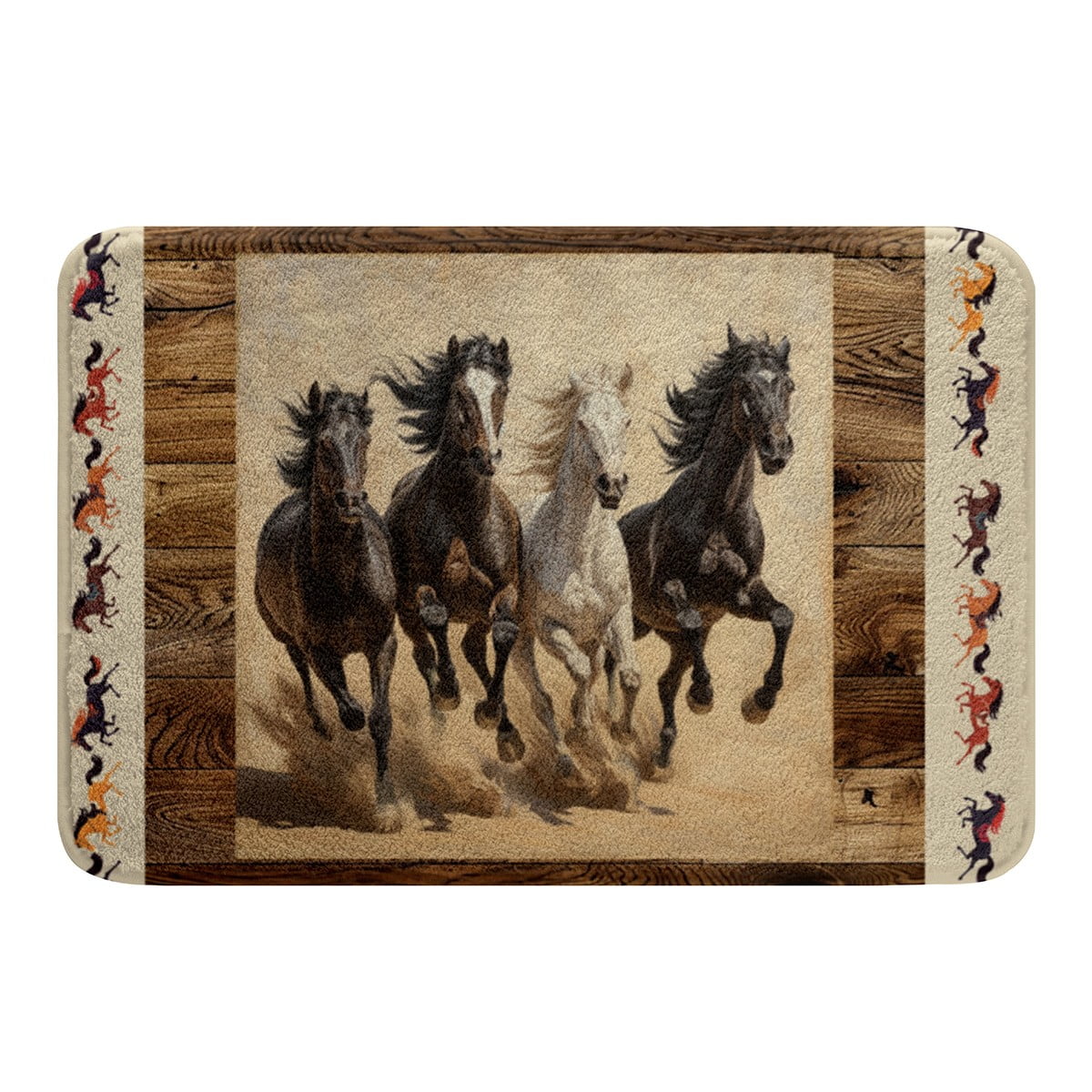 Brown Horse Rugs for Boys Girls Western Farmhouse Doormat White Black ...