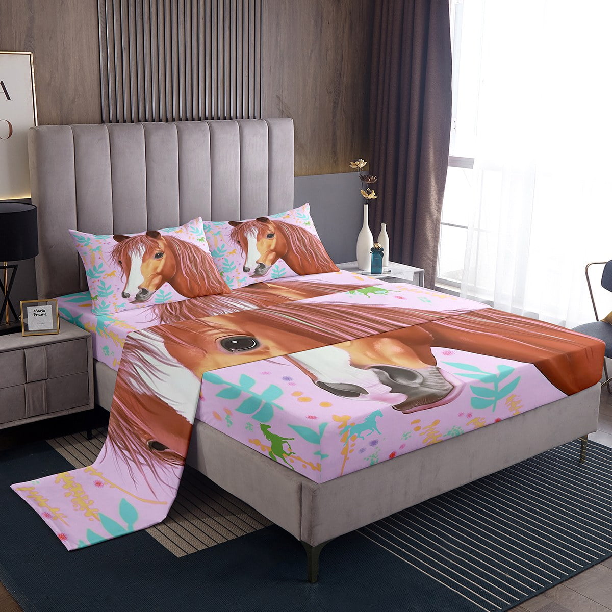 Brown Horse Twin Size Bed Sheets Set, Western Horse Animal Sheet Set ...