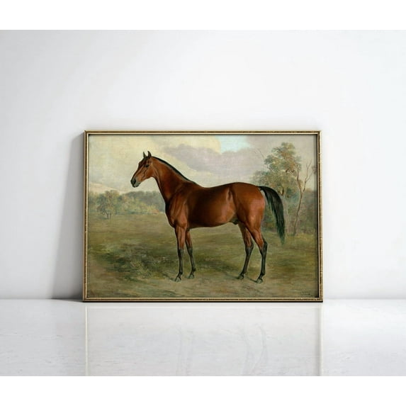 Brown Horse Wall Art, Moody Brown Horse Art Poster, Vintage Rustic ...