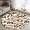 Brown Horses Animal 4' Round Rug for Cozy Reading Nook Home Office ...
