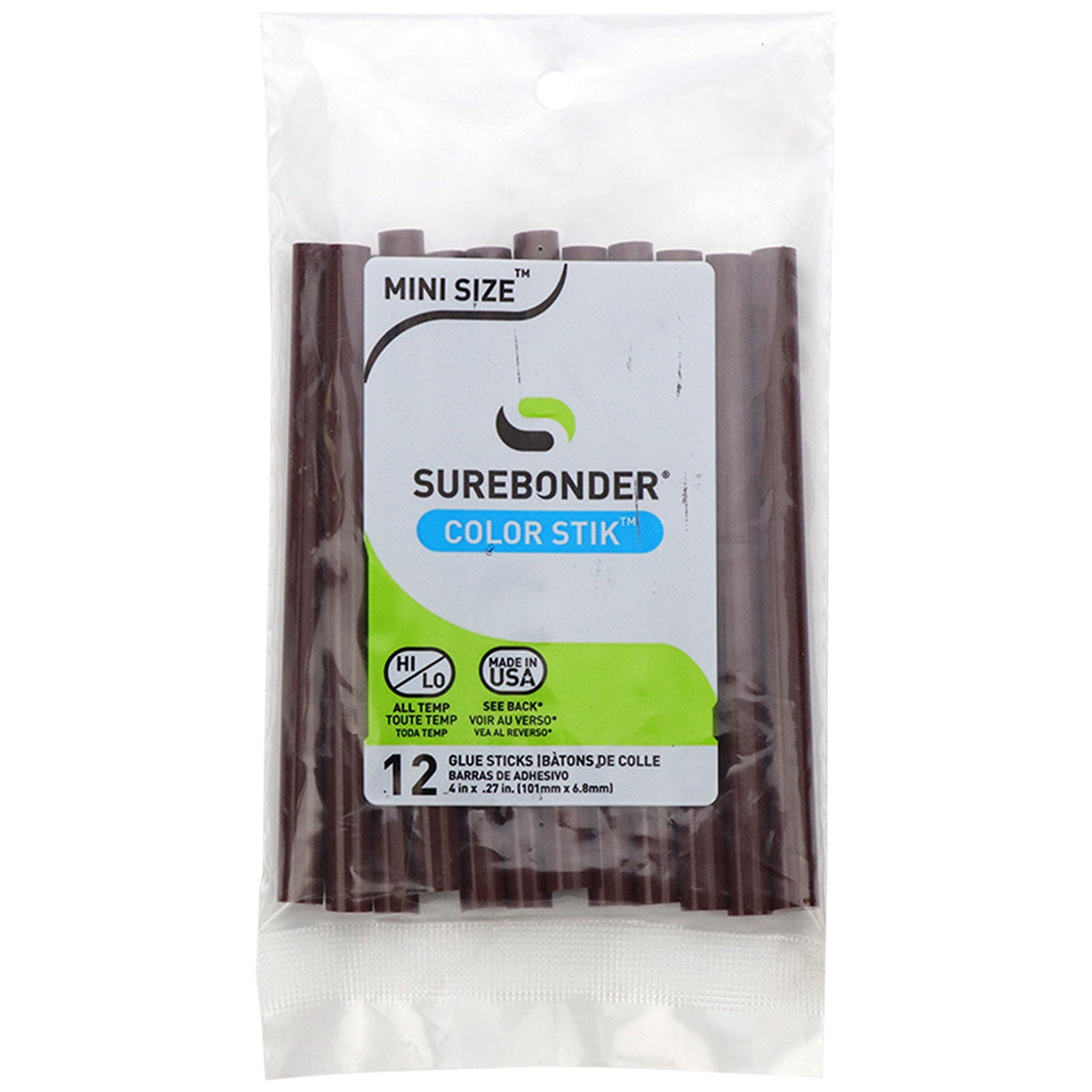 Brown Hot Glue Sticks Mini Size - 4" - 12 Pack - Walmart.com