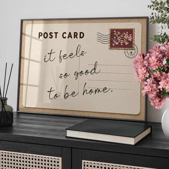 Brown It Feels So Good to Be Home Quote Vintage Post Card Horizontal ...
