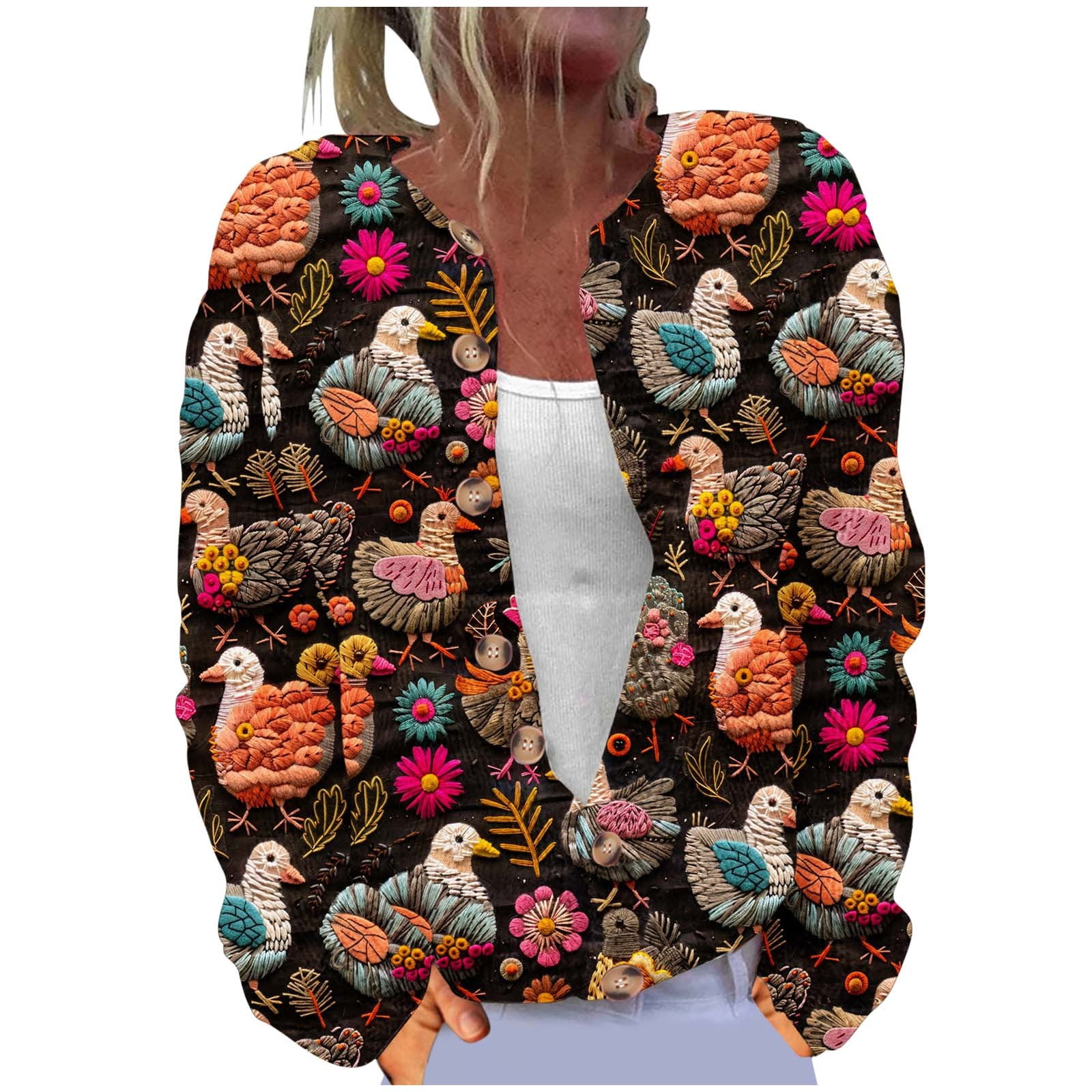 Brown Jacket for Women Winter Fall Long Sleeve Graphic Happy Vacation ...