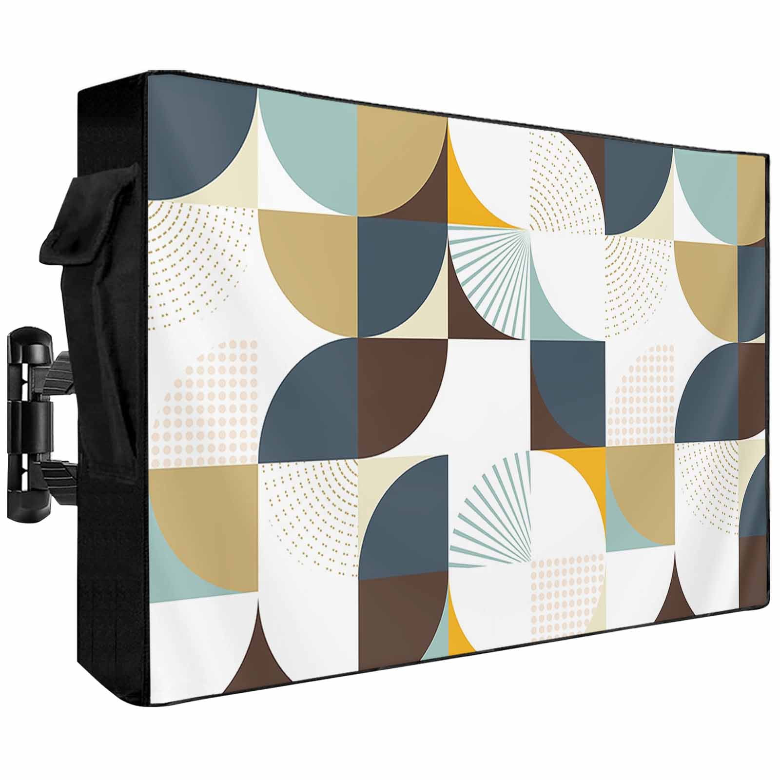 Brown Khaki Circular Outdoor TV Cover 52 to 55 inch Medieval Geometric ...