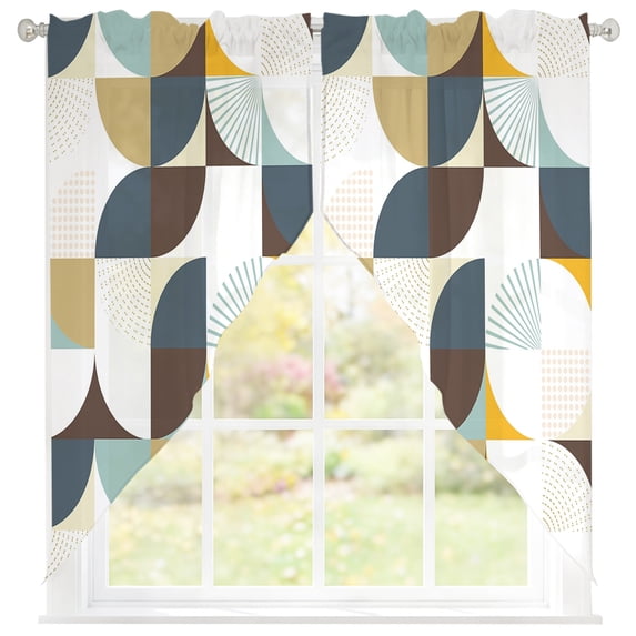 Brown Khaki Circular Sheer Curtains Swag Valances for Windows Medieval ...