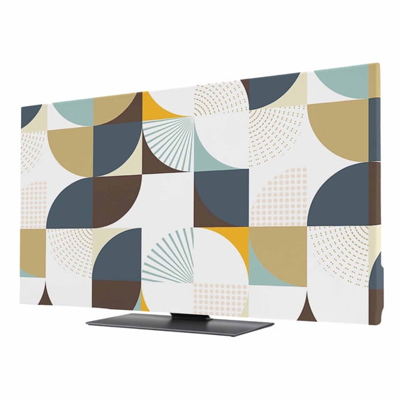 Brown Khaki Circular TV Dust Cover 43 Inch, Medieval Geometric Abstract ...