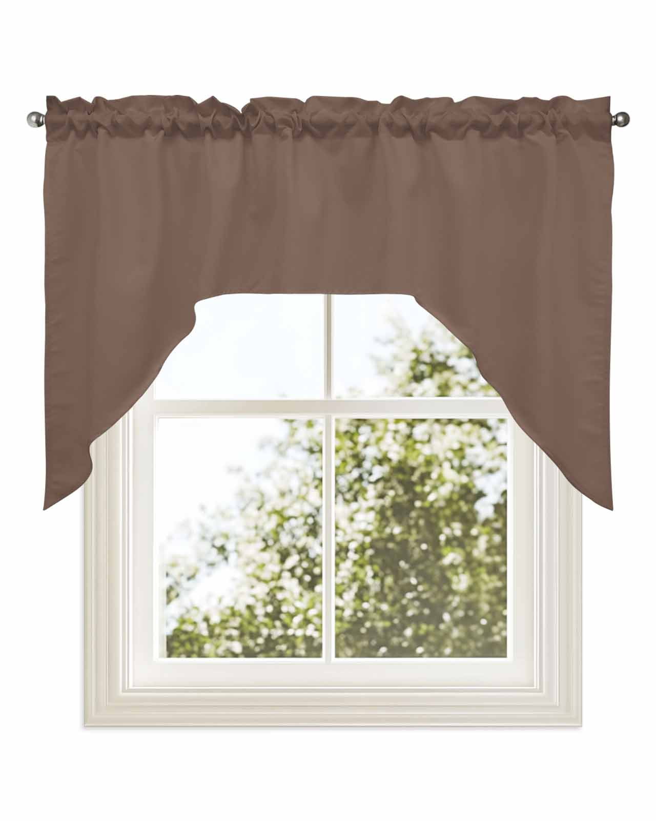 Brown Kitchen Curtains Swag Valance for Windows/Bathroom/Cafe, Pure ...