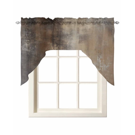 Brown Kitchen Swag Valance for Window, Rod Pocket Short Kitchen ...