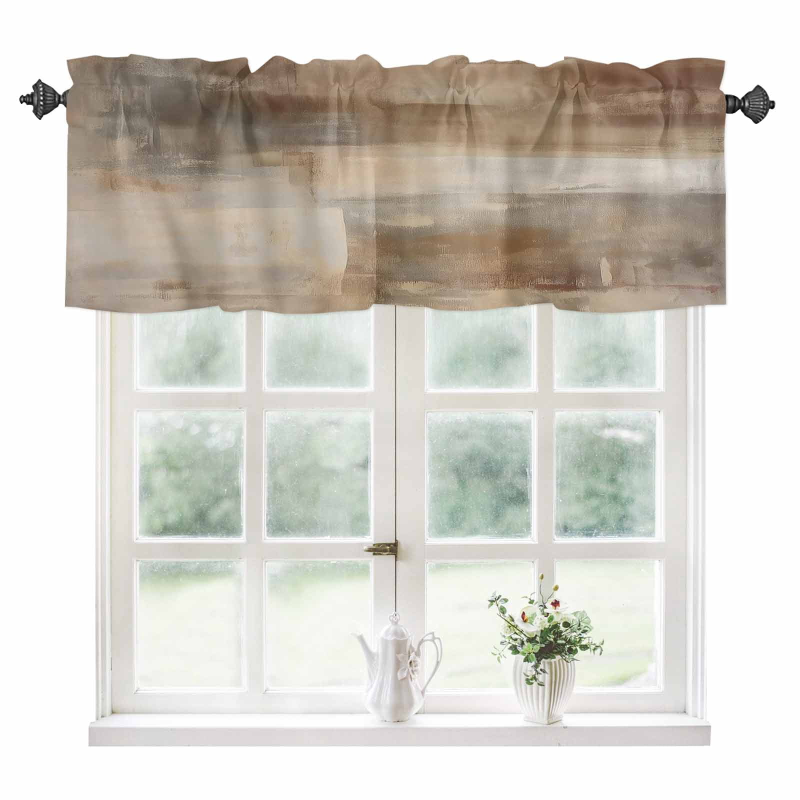 Brown Kitchen Valances for Windows 42x12 Inch Kitchen Curtains Valances ...
