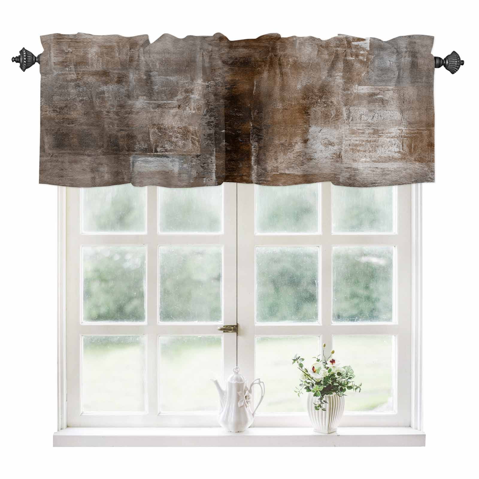 Brown Kitchen Valances for Windows 42x12 Inch Kitchen Curtains Valances ...