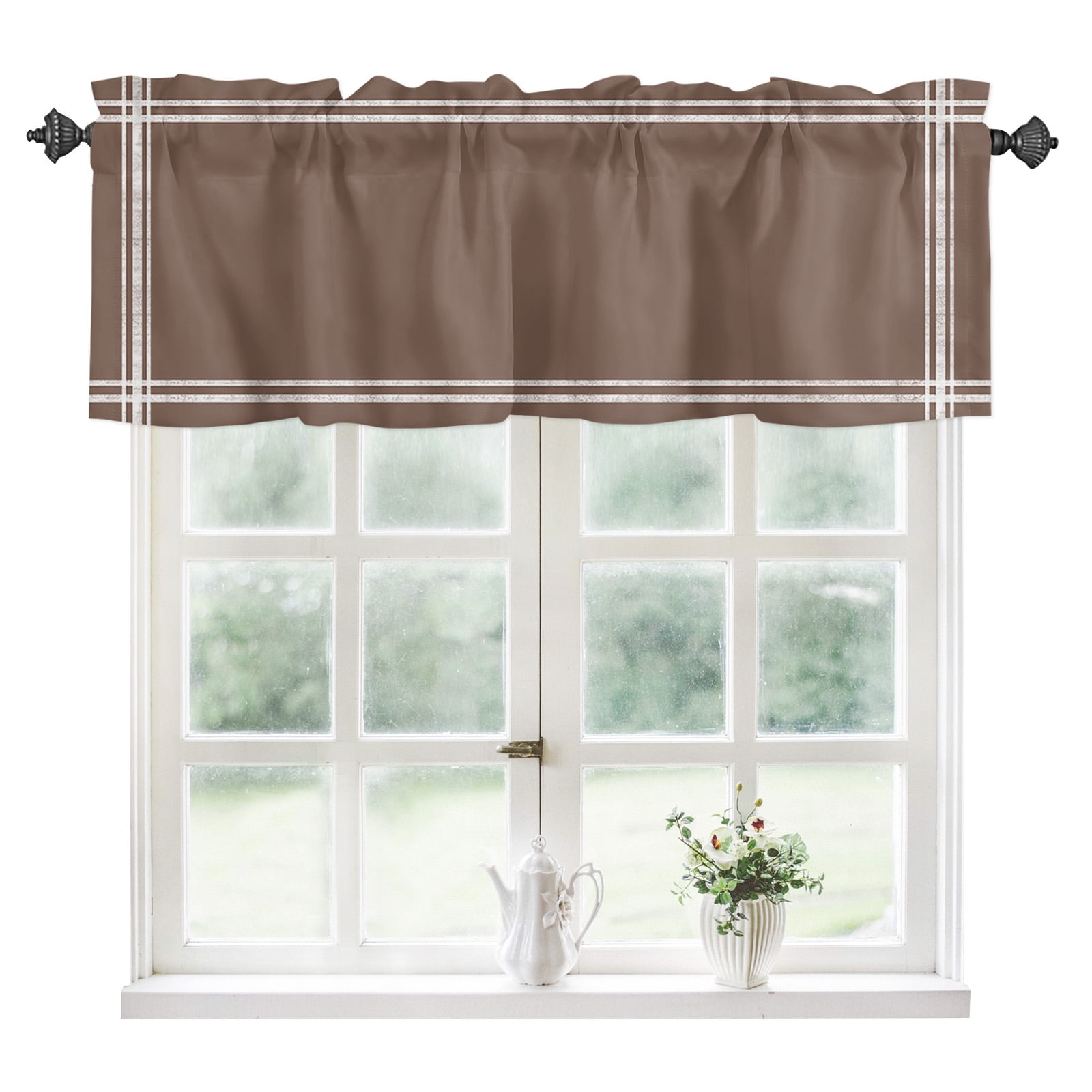Brown Kitchen Valances for Windows 42x18 Inch Kitchen Curtains Valances ...
