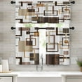 Brown Kitchen Window Curtains Valance and Tier Set 36 Inch, Abstract ...