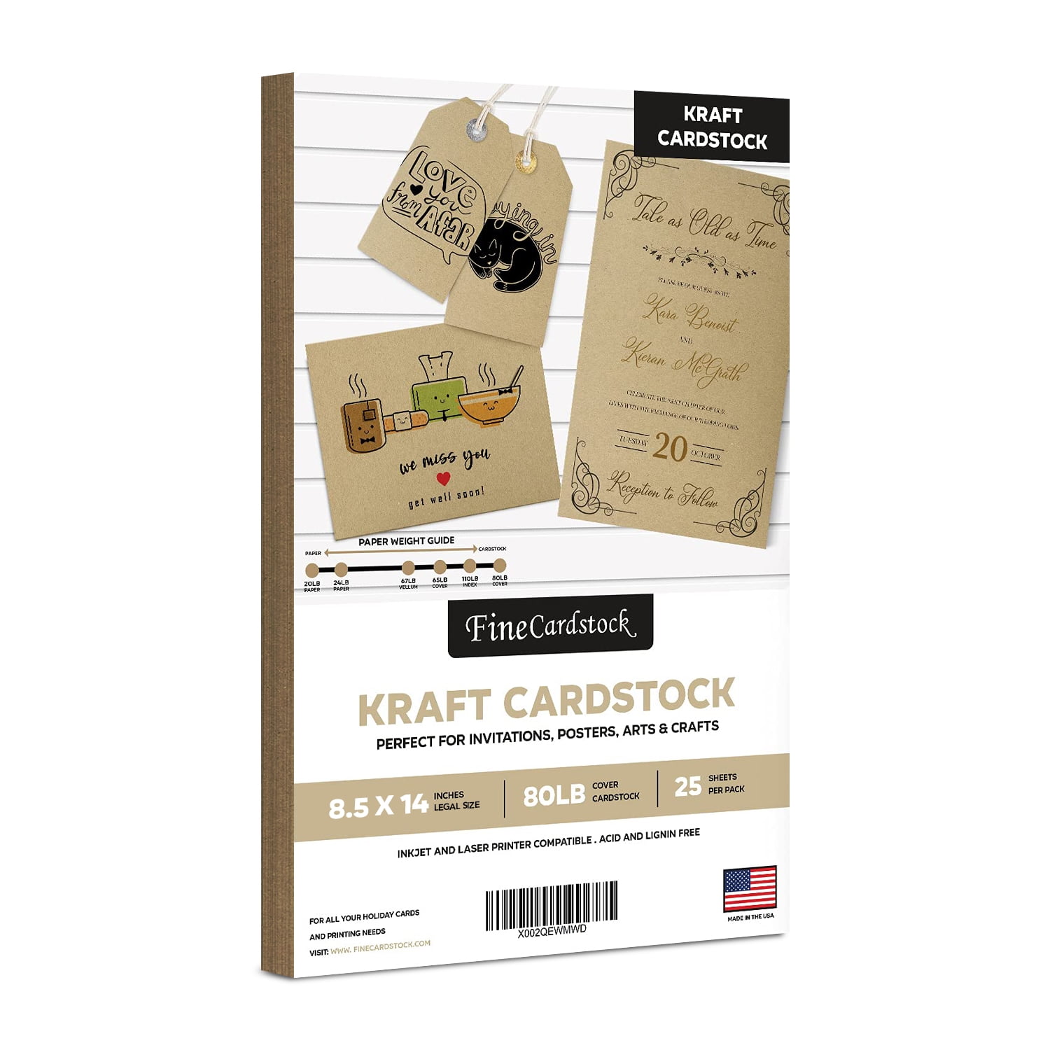 Brown Kraft Cardstock Paper, Heavyweight 8.5 x 14" Card Stock for ...