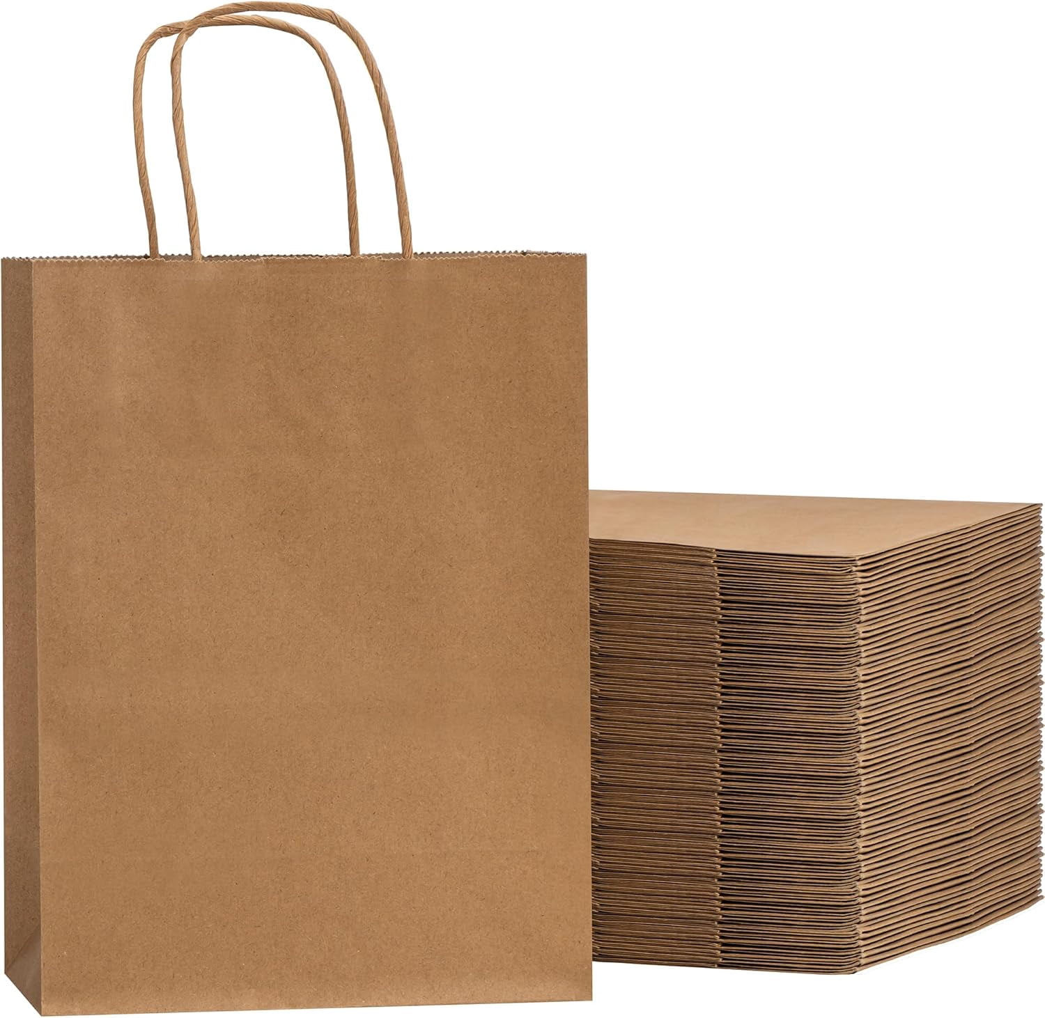 Brown Kraft Gift Bags 20-Pack 8x4.5x10.8in with Handles, Sturdy Paper ...
