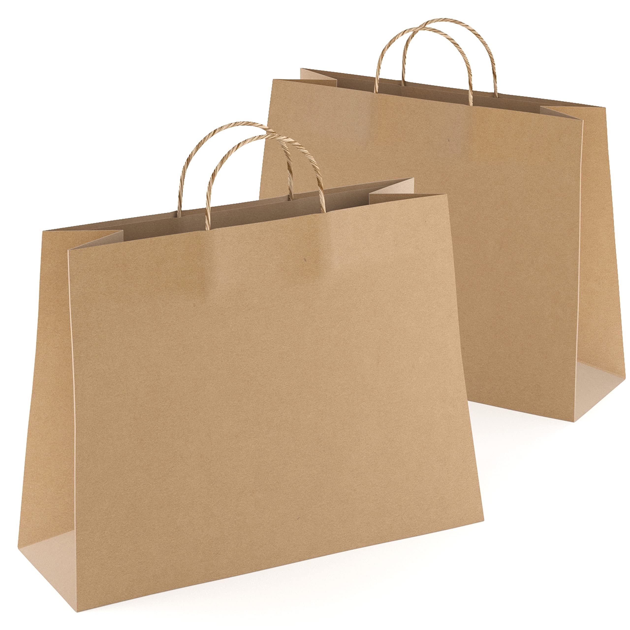 Brown Kraft Paper Bags with Handles Bulk, 16 x 6 x 12 Inch. Pack of 250 ...