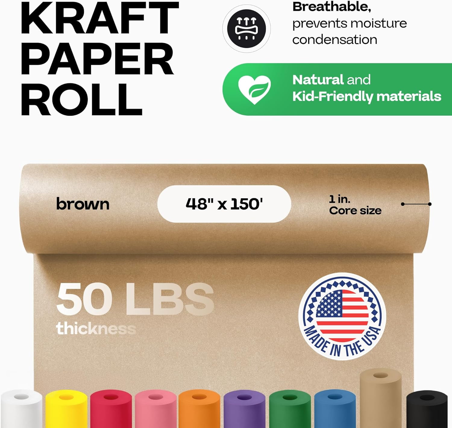 Brown Kraft Paper Roll 48" x 1800" (150 feet) - USA-Made Thick Brown ...