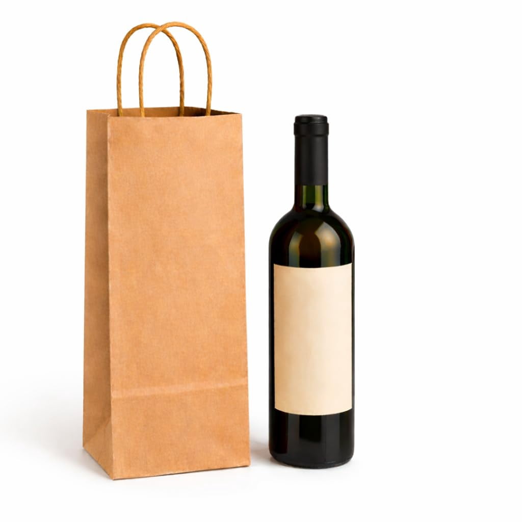 Brown Kraft Paper Wine Bottle Gift Bags 50 Pack for Standard Beverages ...