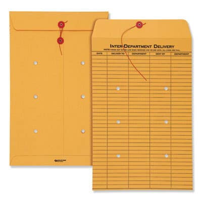 Brown Kraft String and Button Interoffice Envelope, #98, One-Sided Five ...