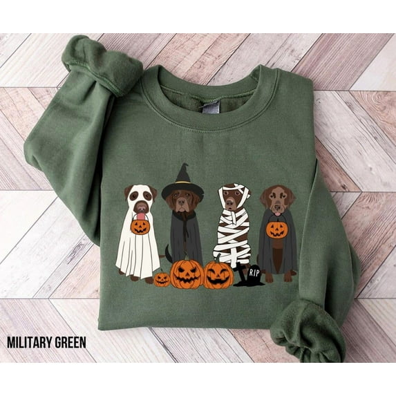 Brown Labraddor Halloween Sweatshirt, Ghost Dogs Sweatshirt, Halloween ...