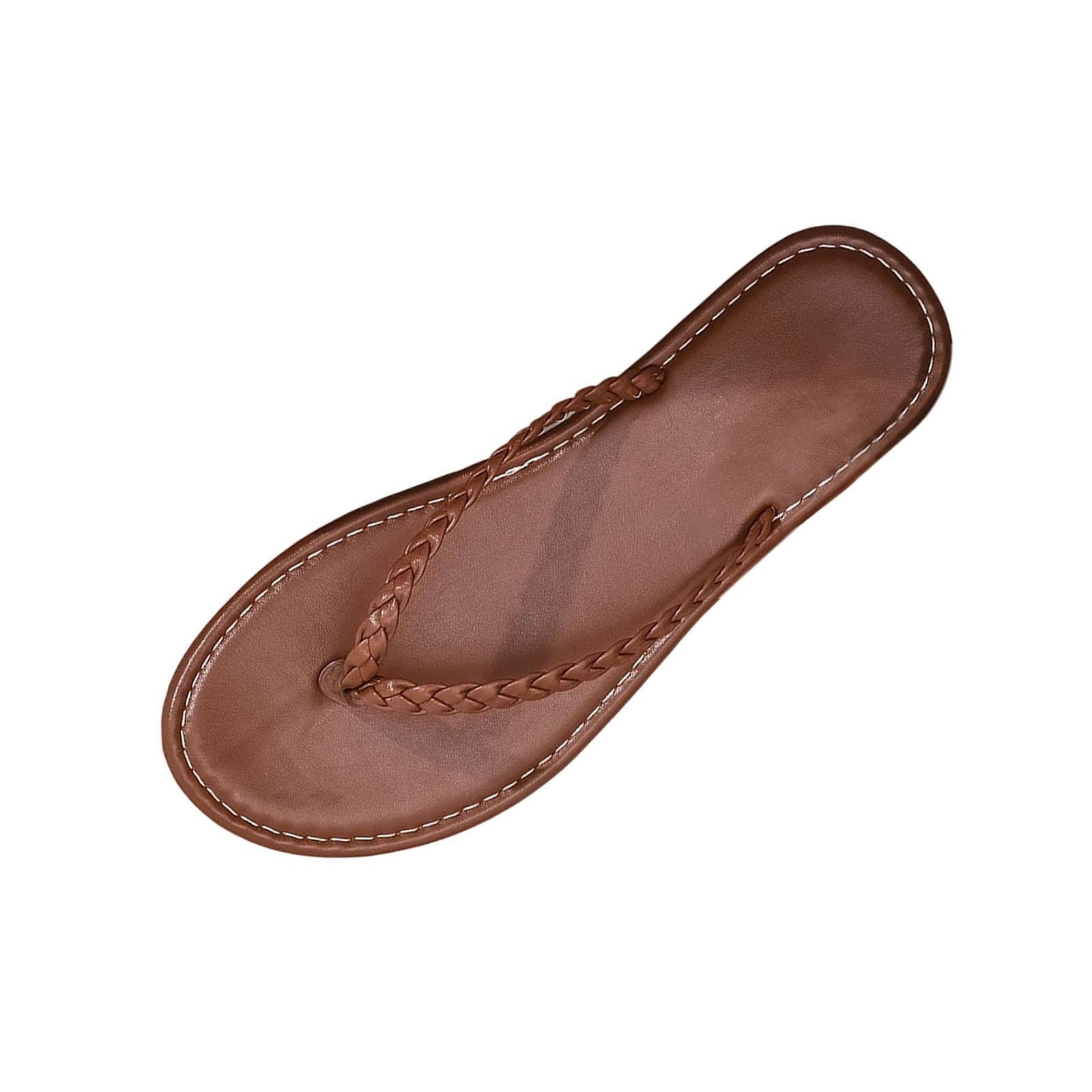 Brown Ladies Casual Beach Sandals Round Toe Open Toe Summer Flat ...