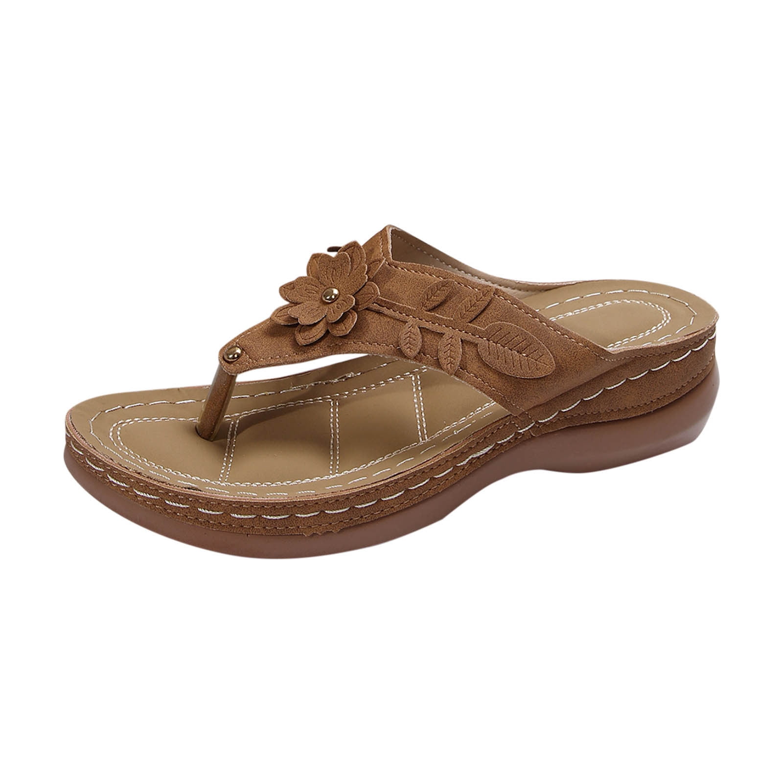 Brown Ladies Casual Round Toe Sandals Suitable For Outdoor And Indoor ...