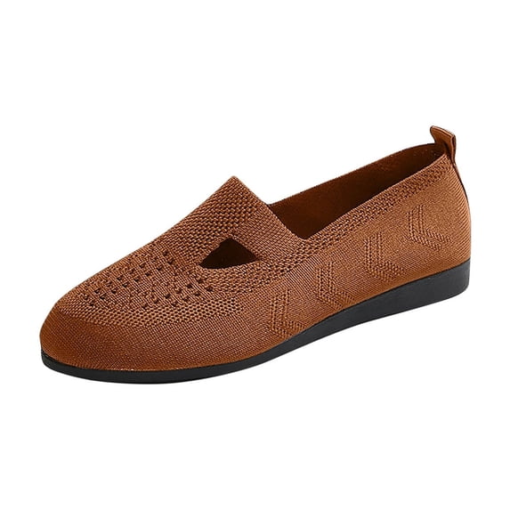 Brown Ladies Casual Solid Color Pointed Toe Summer Flats Breathable ...