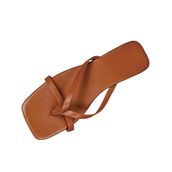 Brown Ladies Roman Style Flip Flops Slip On Flat Comfortable Sandals ...