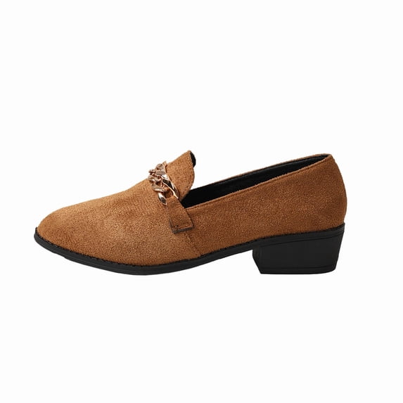 Brown Ladies Slip On Pointed Toe Low Heel Casual Loafers Comfortable ...