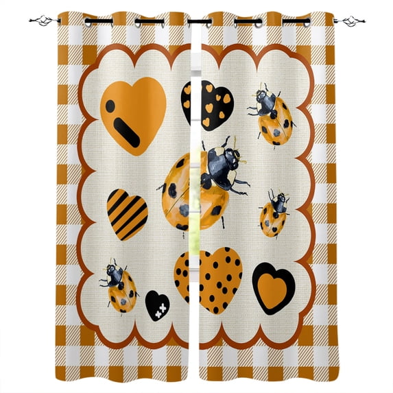 Brown Ladybugs Blackout Curtains for Bedroom/Living Room, Thermal ...