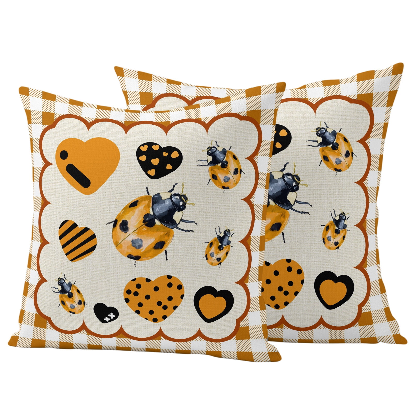 Brown Ladybugs Outdoor Waterproof Pillow Covers, Modern Farmhouse Love ...