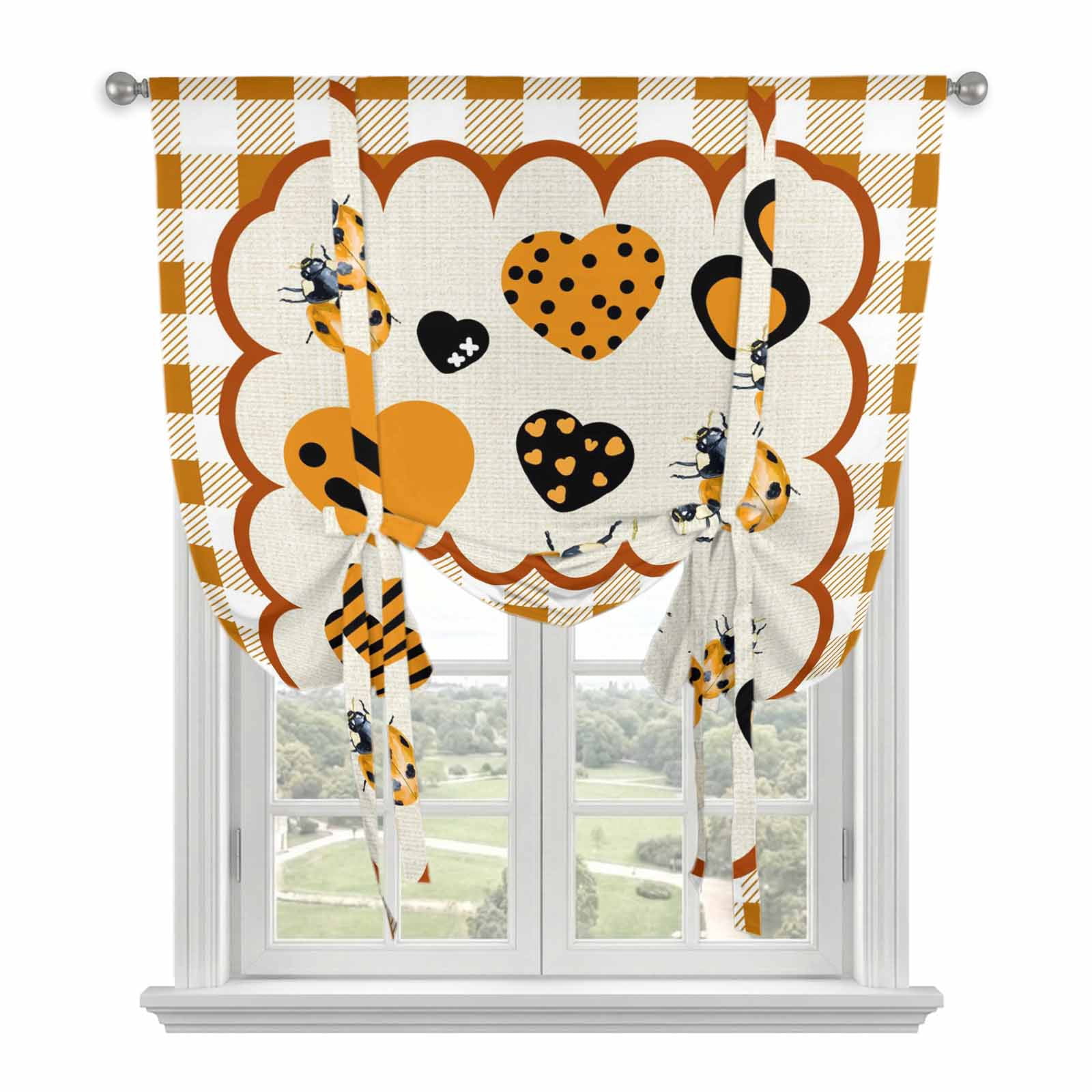 Brown Ladybugs Tie Up Curtains for Window, Thermal Insulated Balloon ...