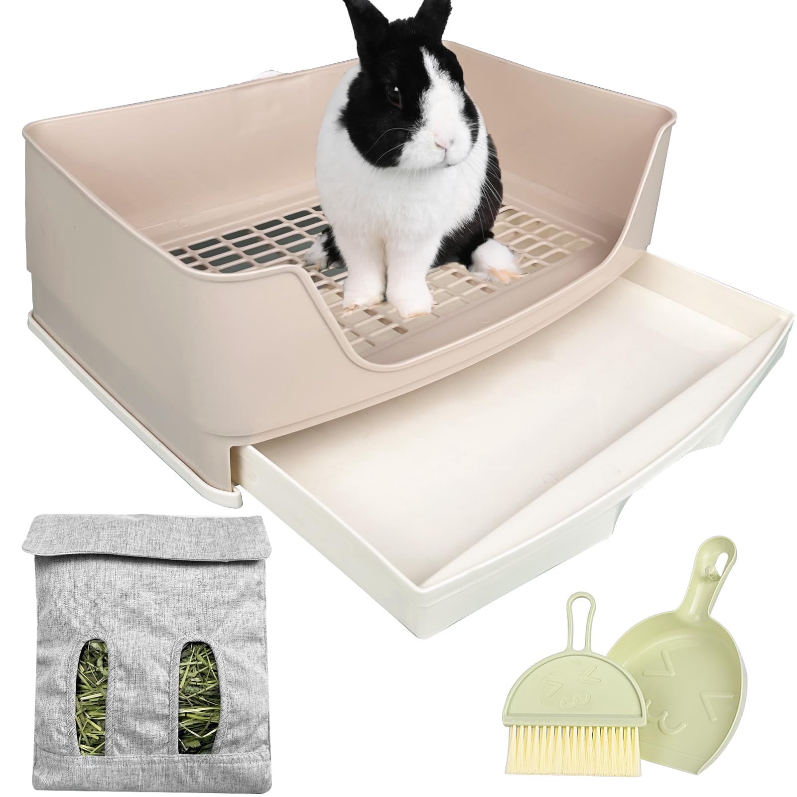 Brown Large Plastic Pet Litter Box for Rabbits Guinea Pigs Ferrets ...