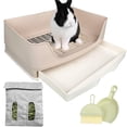 Brown Large Plastic Pet Litter Box for Rabbits Guinea Pigs Ferrets ...