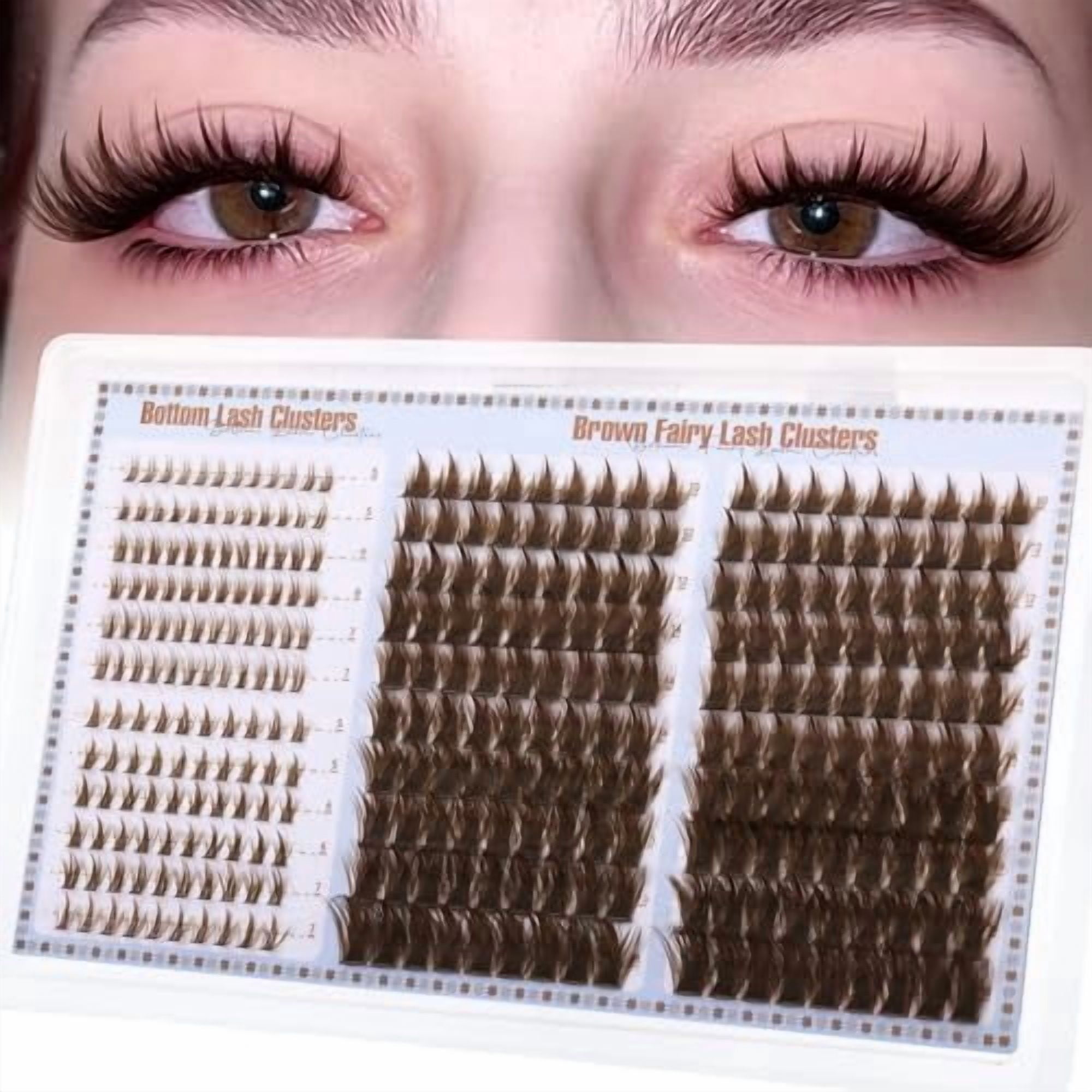 Brown Lash Clusters with Bottom Lashes Manga Eyelash Clusters Dark ...
