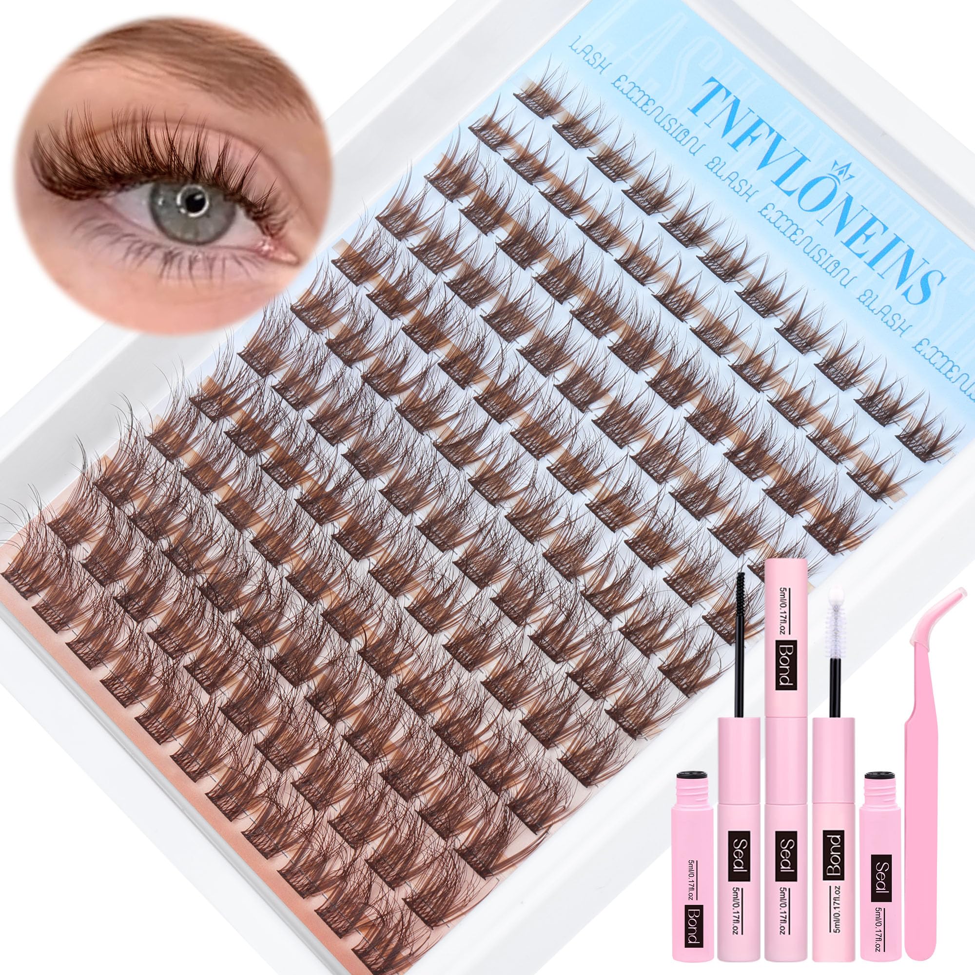 Brown Lash Clusters Kit AIF9 Natural Eyelash Clusters Fluffy Lash ...