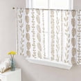 Brown Leaf Striped Sheer Curtains for Living Room Bedroom, Summer ...