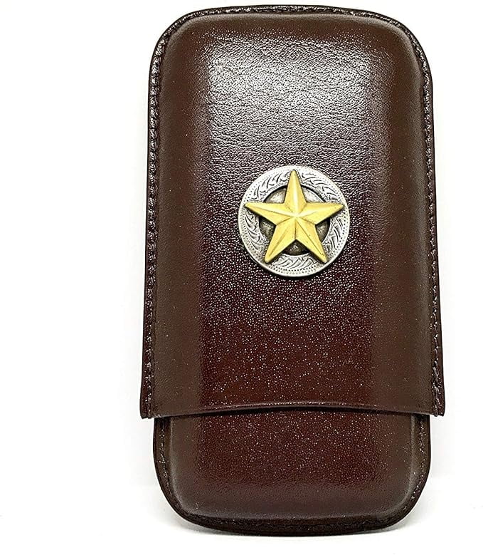 Brown Leather 3-Finger Cigar Case – (Antique Texas Star) - Walmart.com