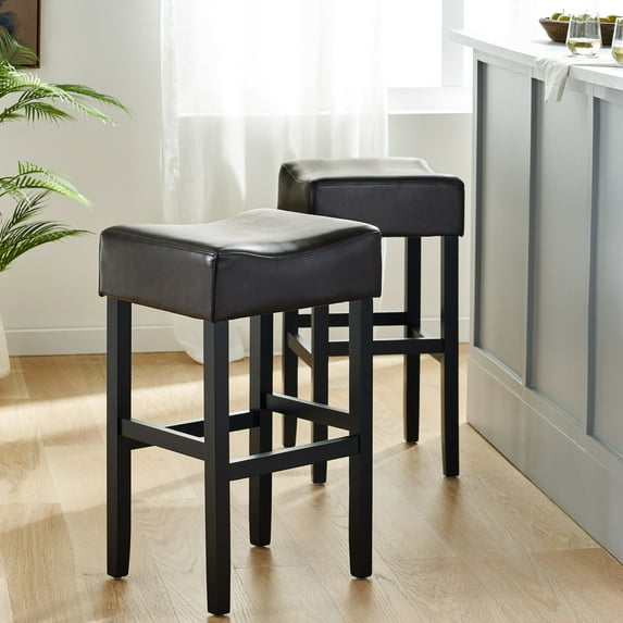 Brown Leather Bar Stools - Sturdy Construction - Kitchen Counters ...