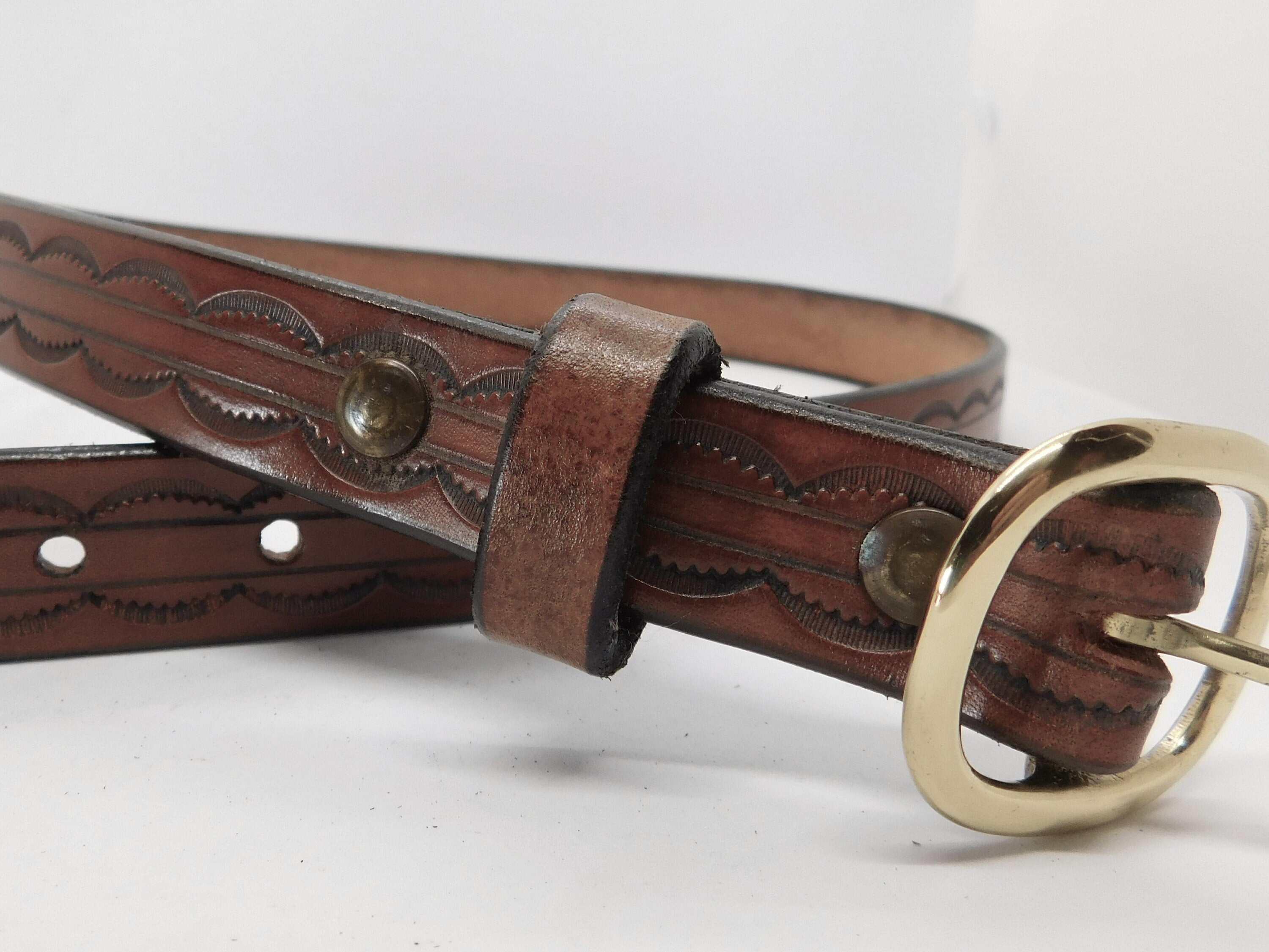 Brown Leather Belt 1 1/2 inch wide, 10/12 oz thickness, border tool ...