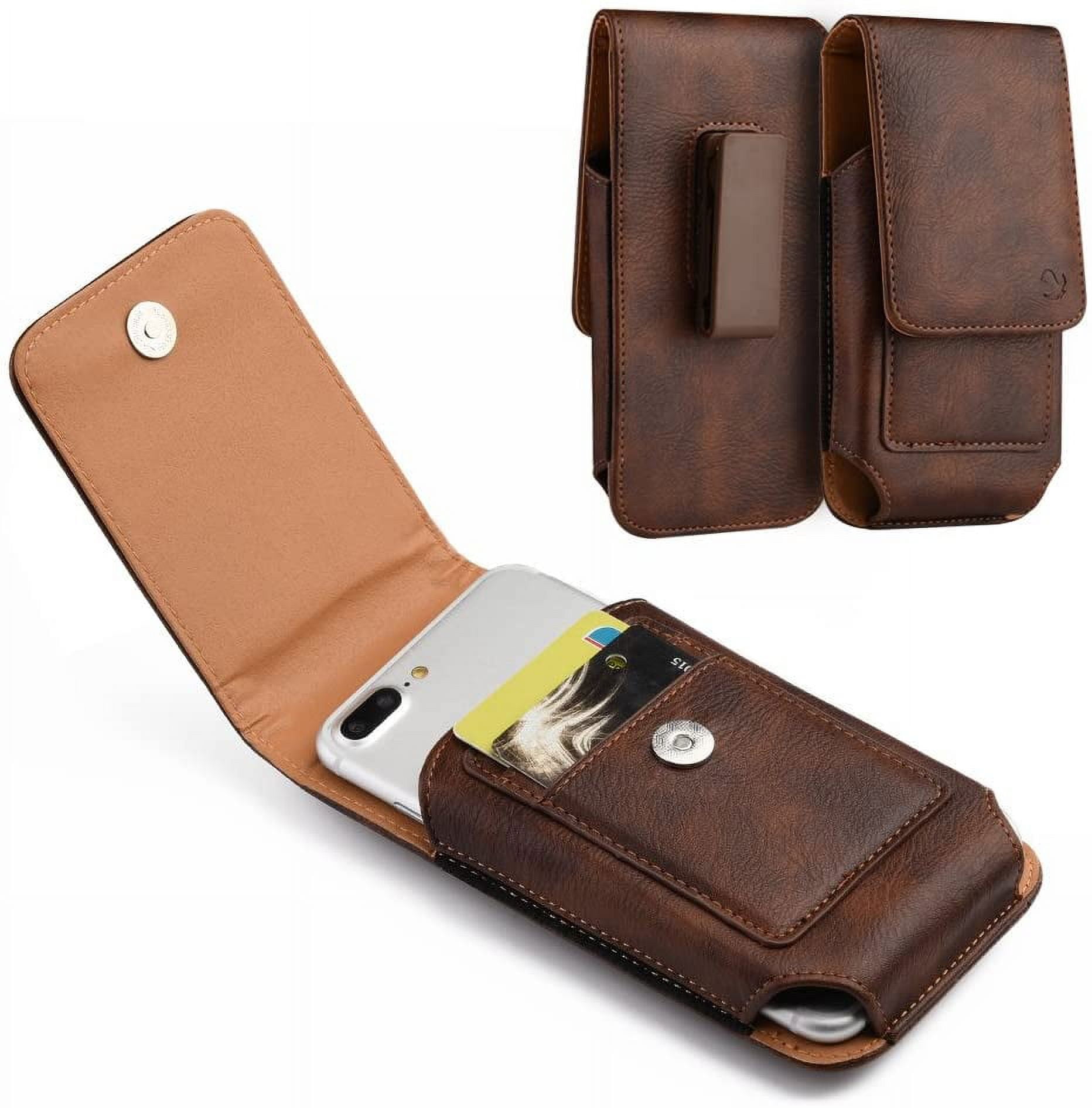 Brown Leather Belt Clip Holster Case w/ 2 Credit Cards Slot (Also fit ...